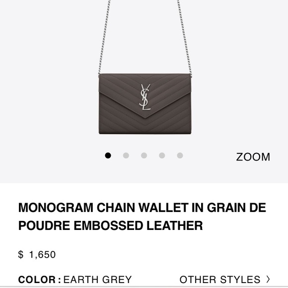Yves Saint Laurent | Bags | Ysl Leather Chain Wallet Earth Grey | Poshmark